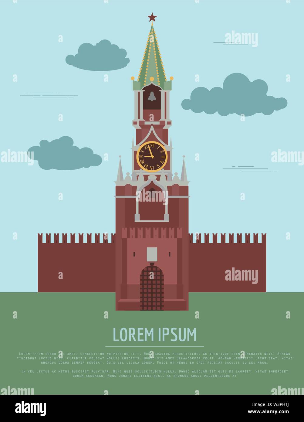 City buildings graphic template. Kremlin. Moscow. Vector illustration ...