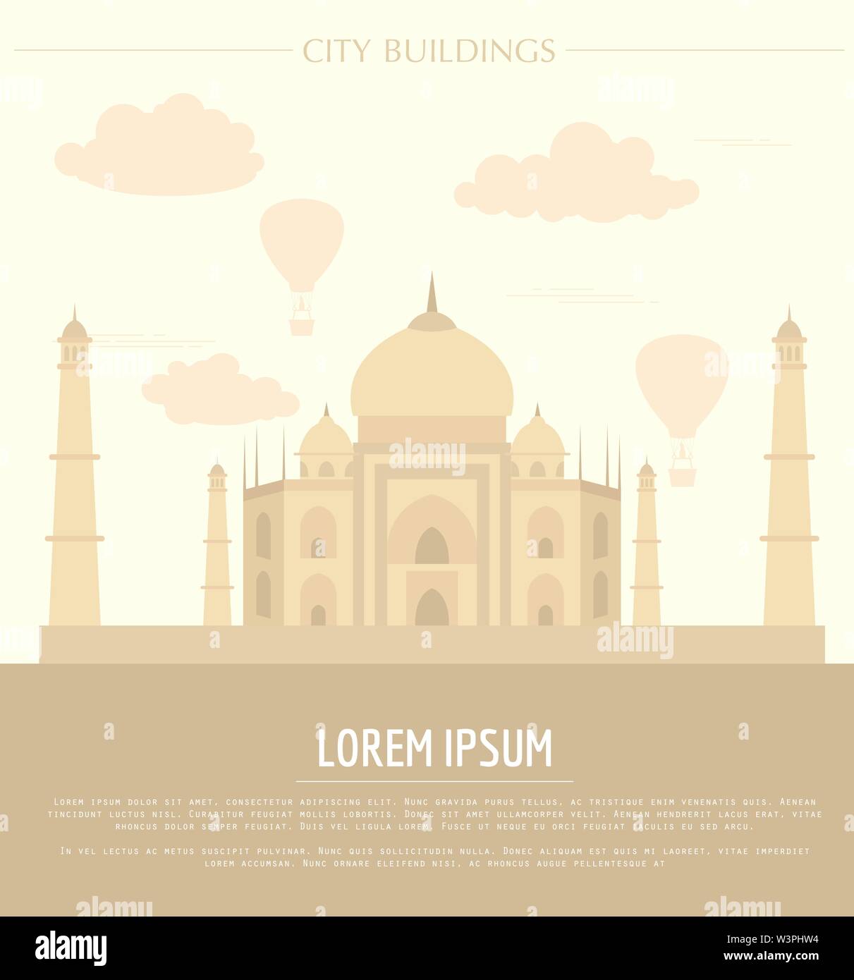 City buildings graphic template. Taj Mahal. India. Vector illustration ...