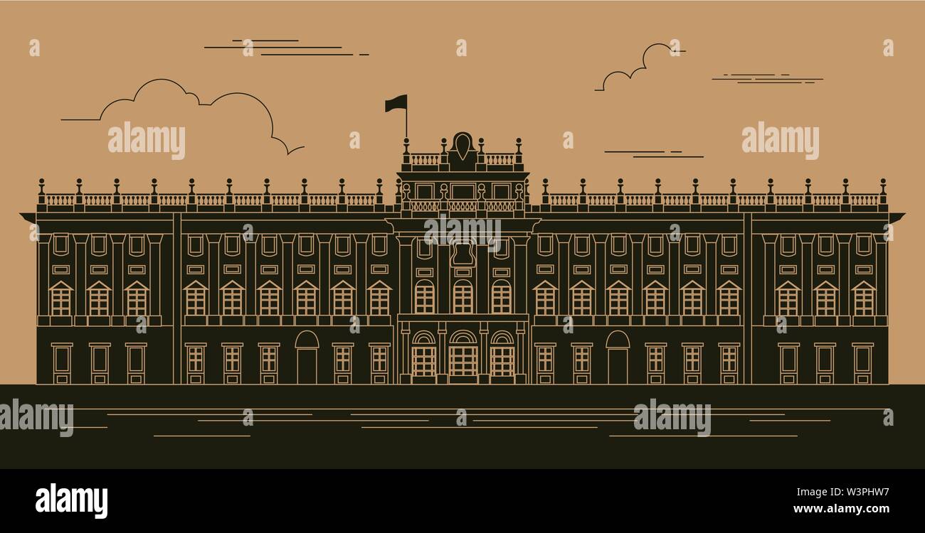 City buildings graphic template. Royal Palace Madrid. Vector ...