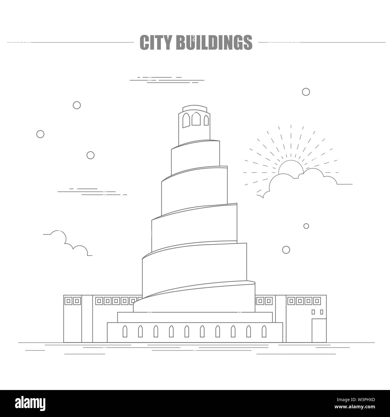 City buildings graphic template. Iraq. Samarra. Vector illustration ...