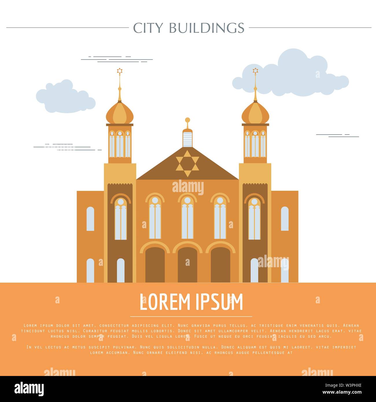 City buildings graphic template. Israel. Sinagogue. Vector illustration ...