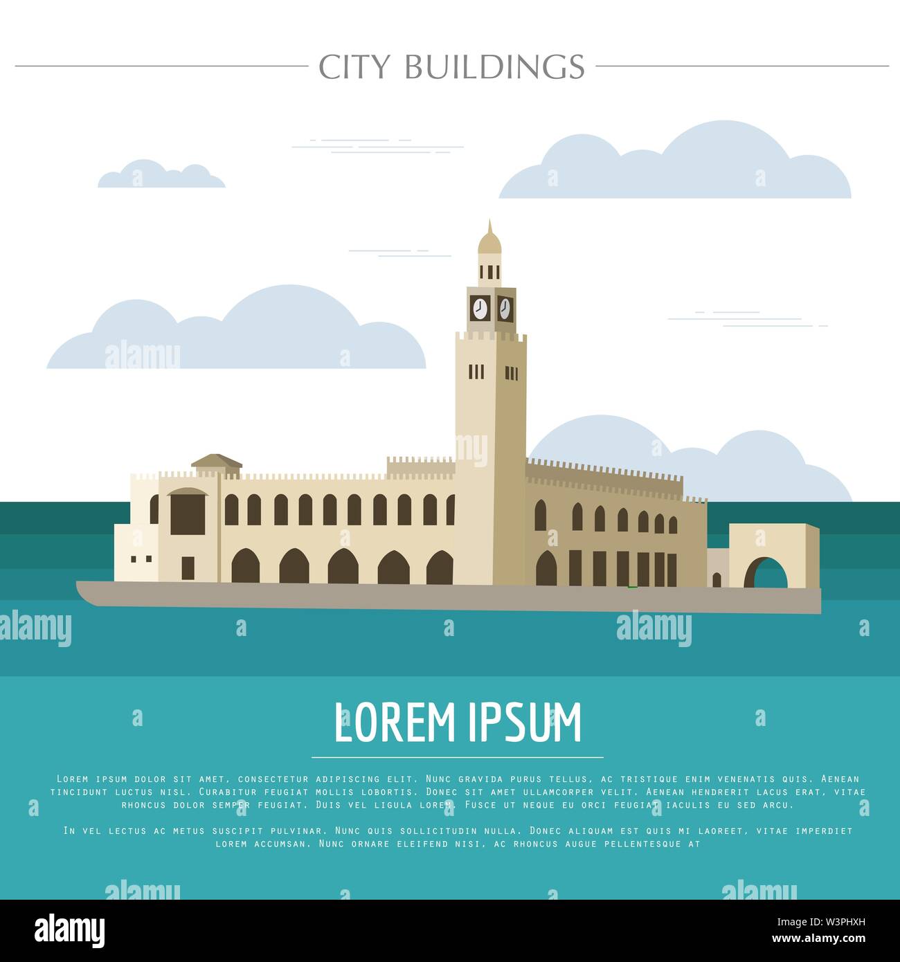 City buildings graphic template. Kuwait. Vector illustration Stock ...
