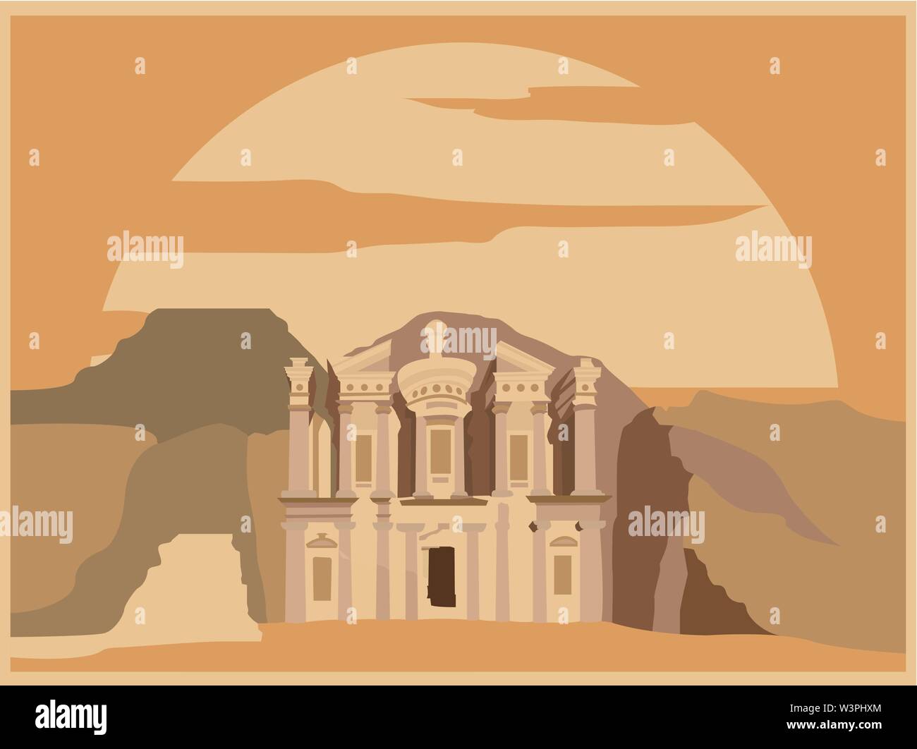 City buildings graphic template. Jordan. Petra. Vector illustration ...