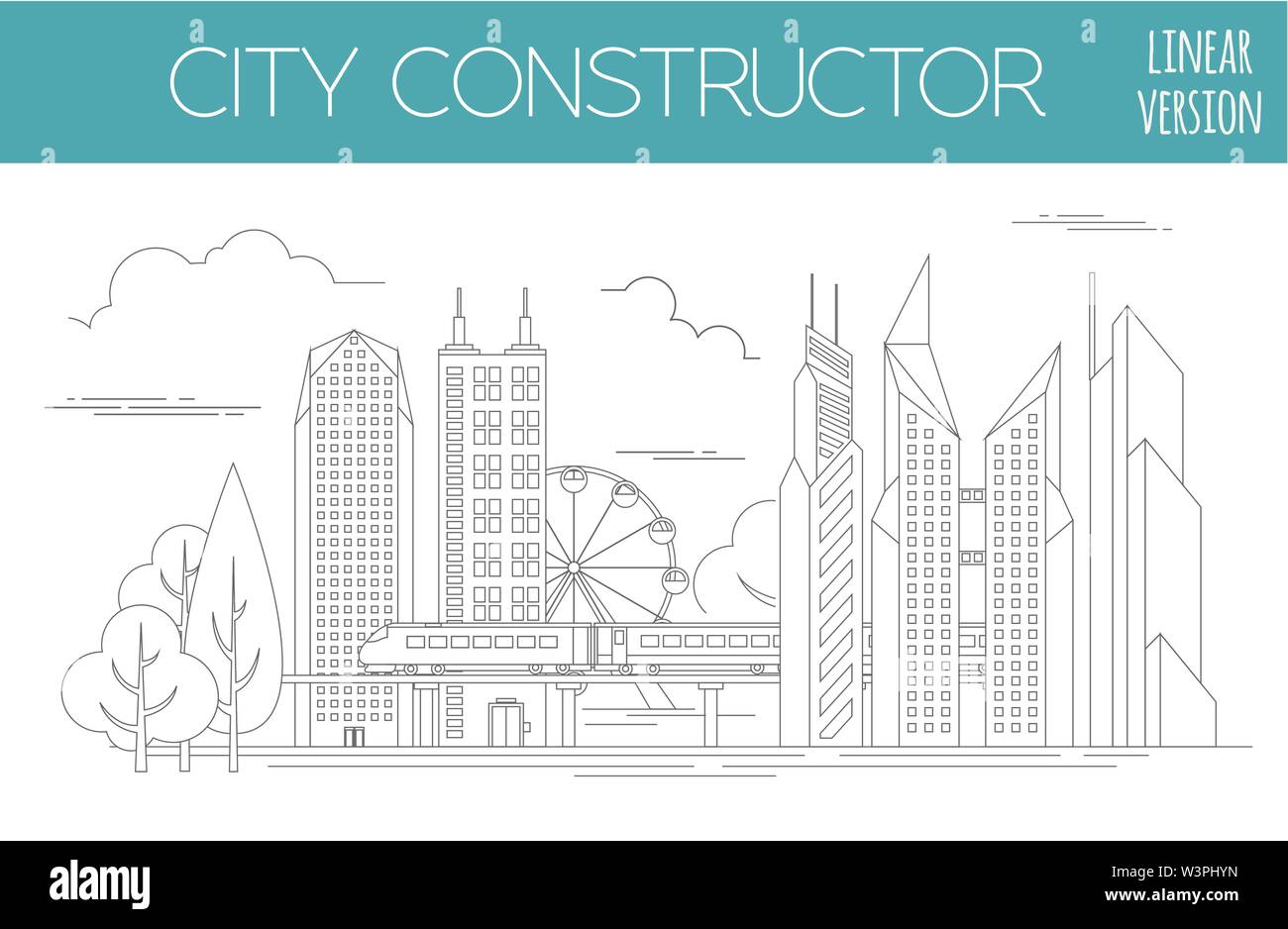 Great city map creator. Outline version. House constructor. House, cafe ...