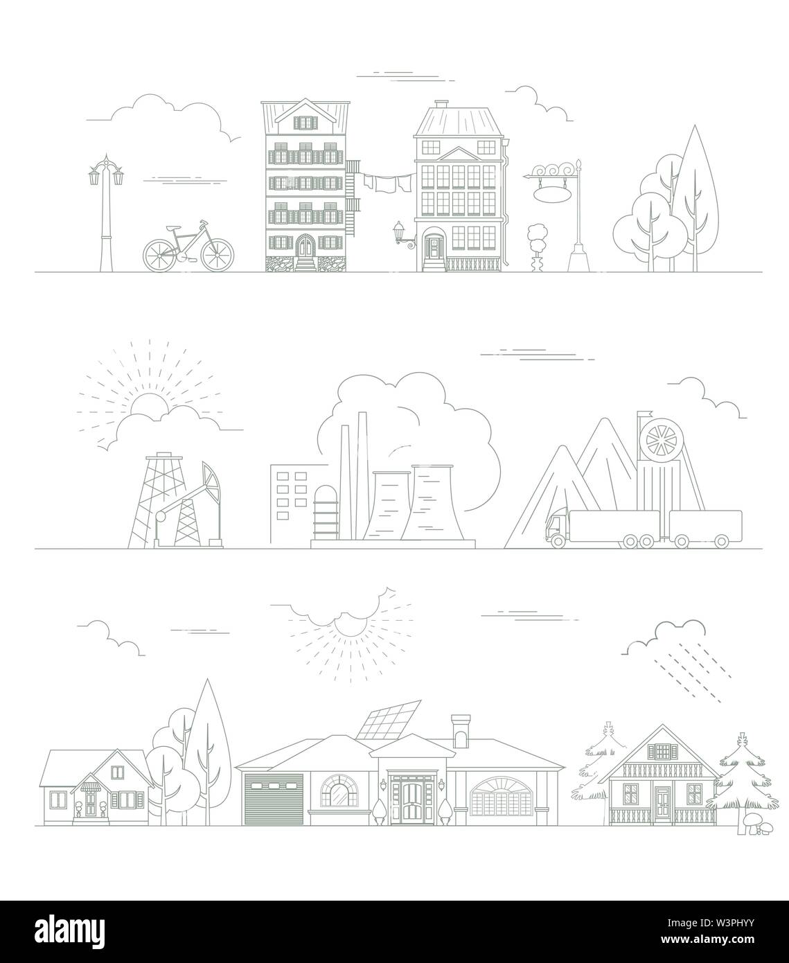 Great city map creator. Outline version. House constructor. House, cafe ...