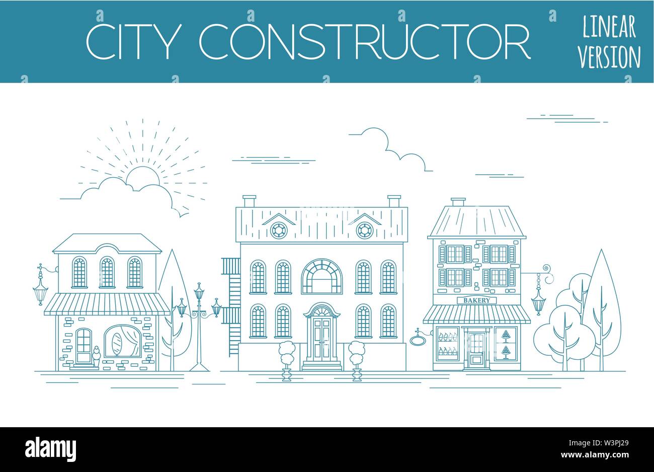 Great city map creator. Outline version. House constructor. House, cafe ...