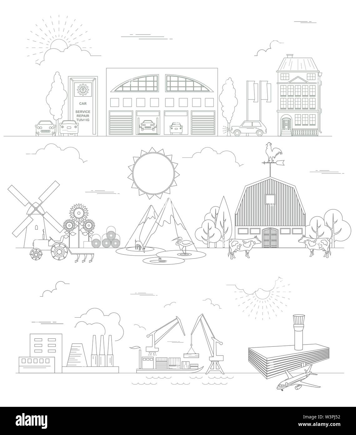 Great city map creator. Outline version. House constructor. House, cafe ...