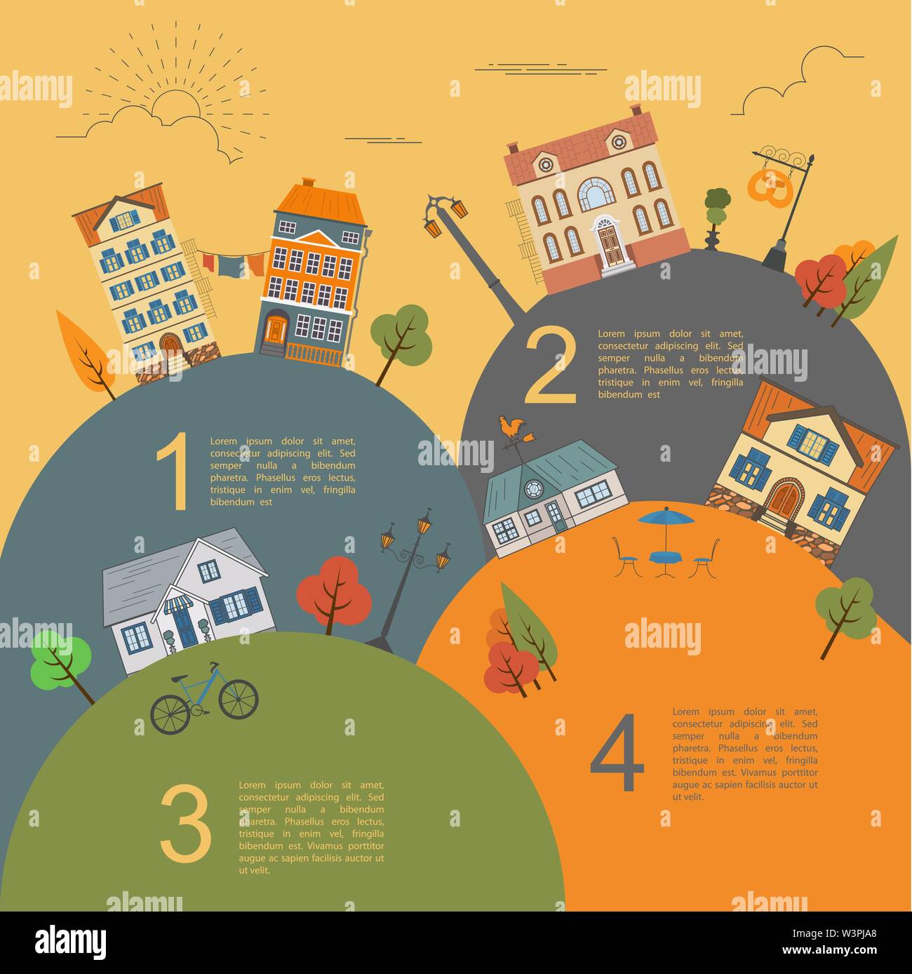 Cityscape conceptual graphic template. Urban, countryside, industrial ...