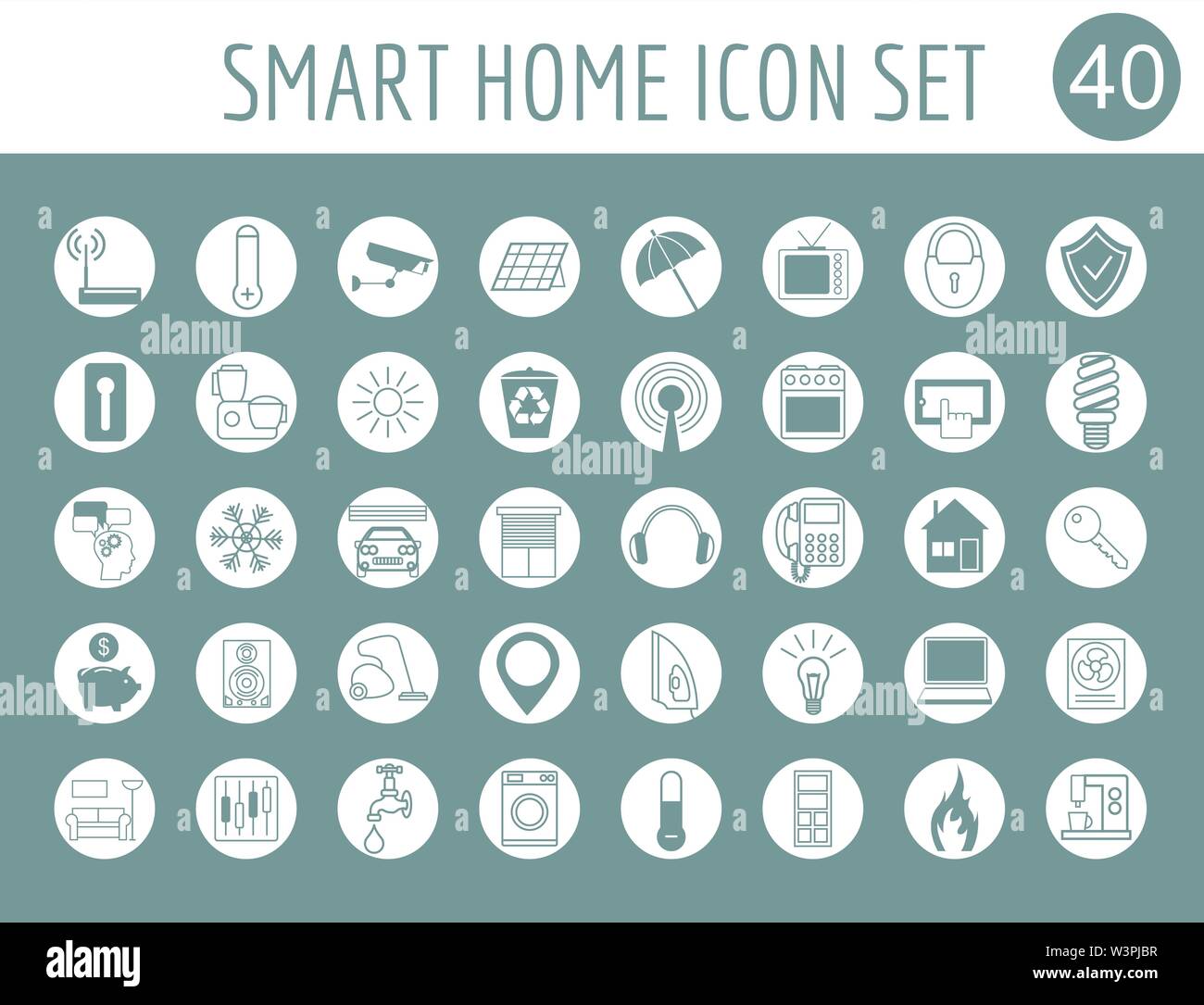Smart house concept. Icon set. Flat style design. Vector illustration Stock Vector Image & Art ...