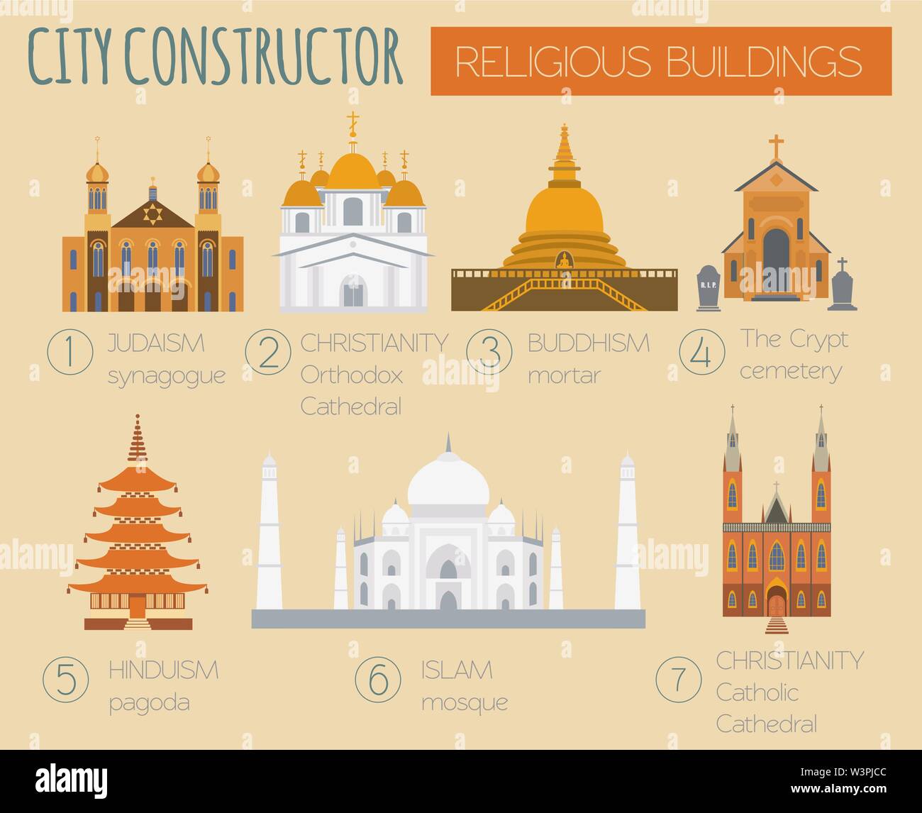 Big set City generator. House constructor. Religious buildings. Make ...