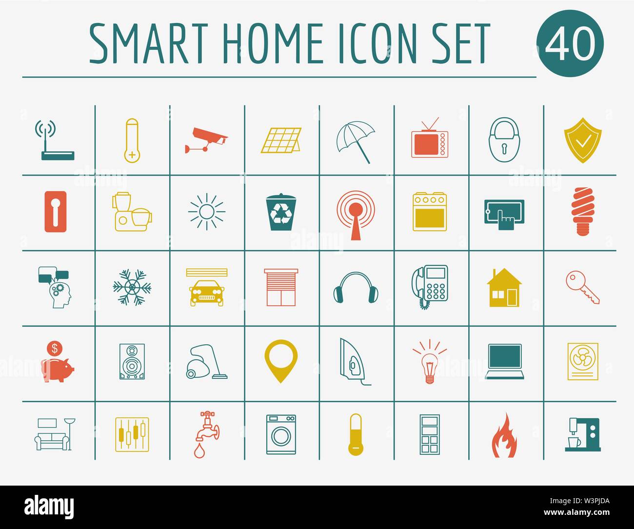 Smart house concept. Icon set. Flat style design. Vector illustration Stock Vector Image & Art ...