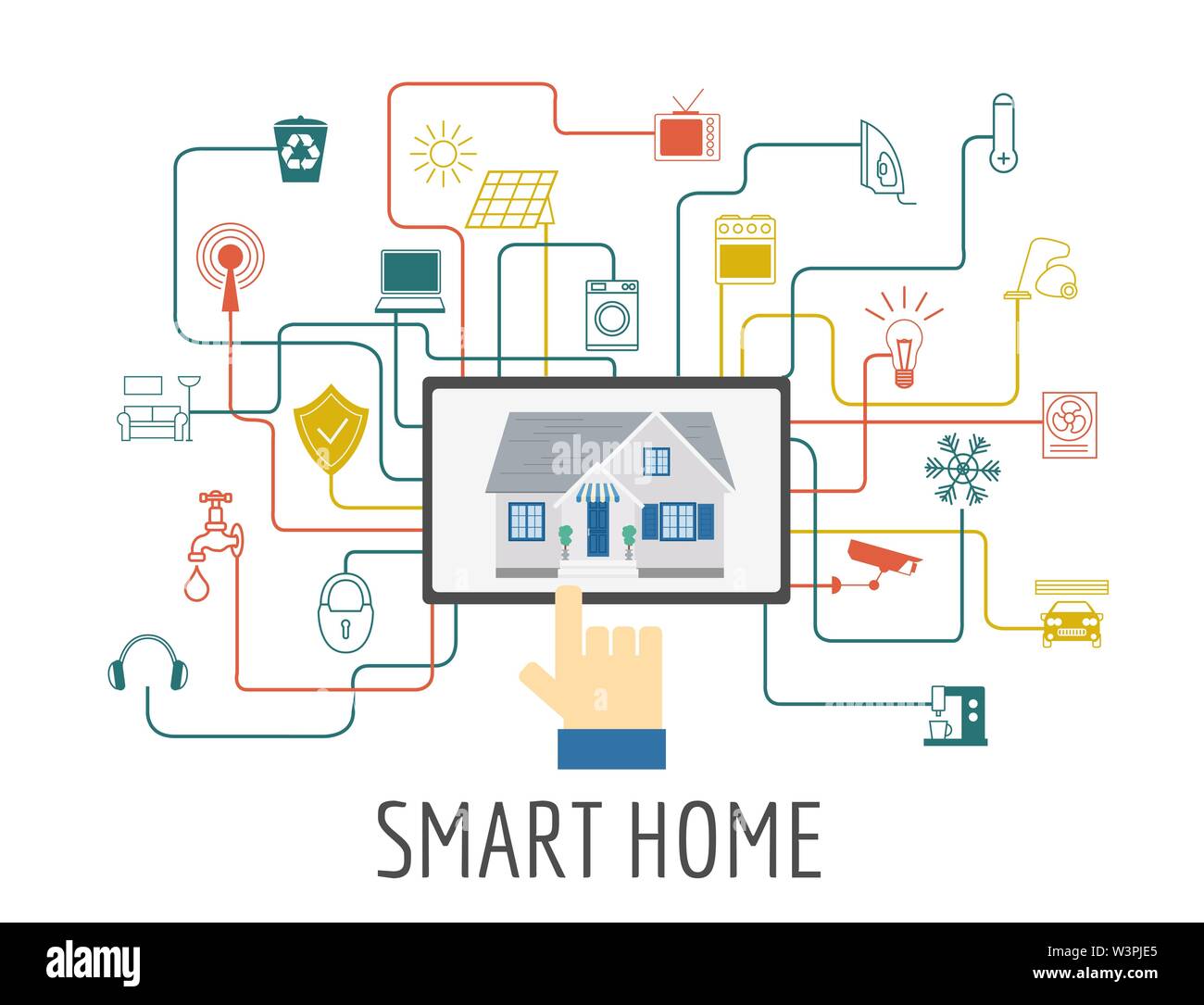 Eco friendly smart house concept. Infographic template. Flat style ...