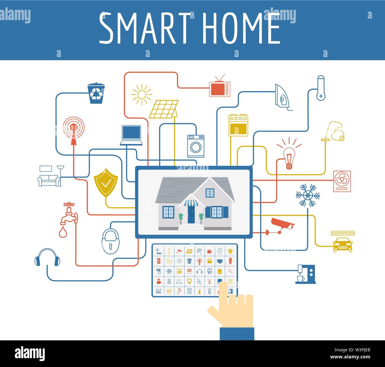 Eco friendly smart house concept. Infographic template. Flat style ...