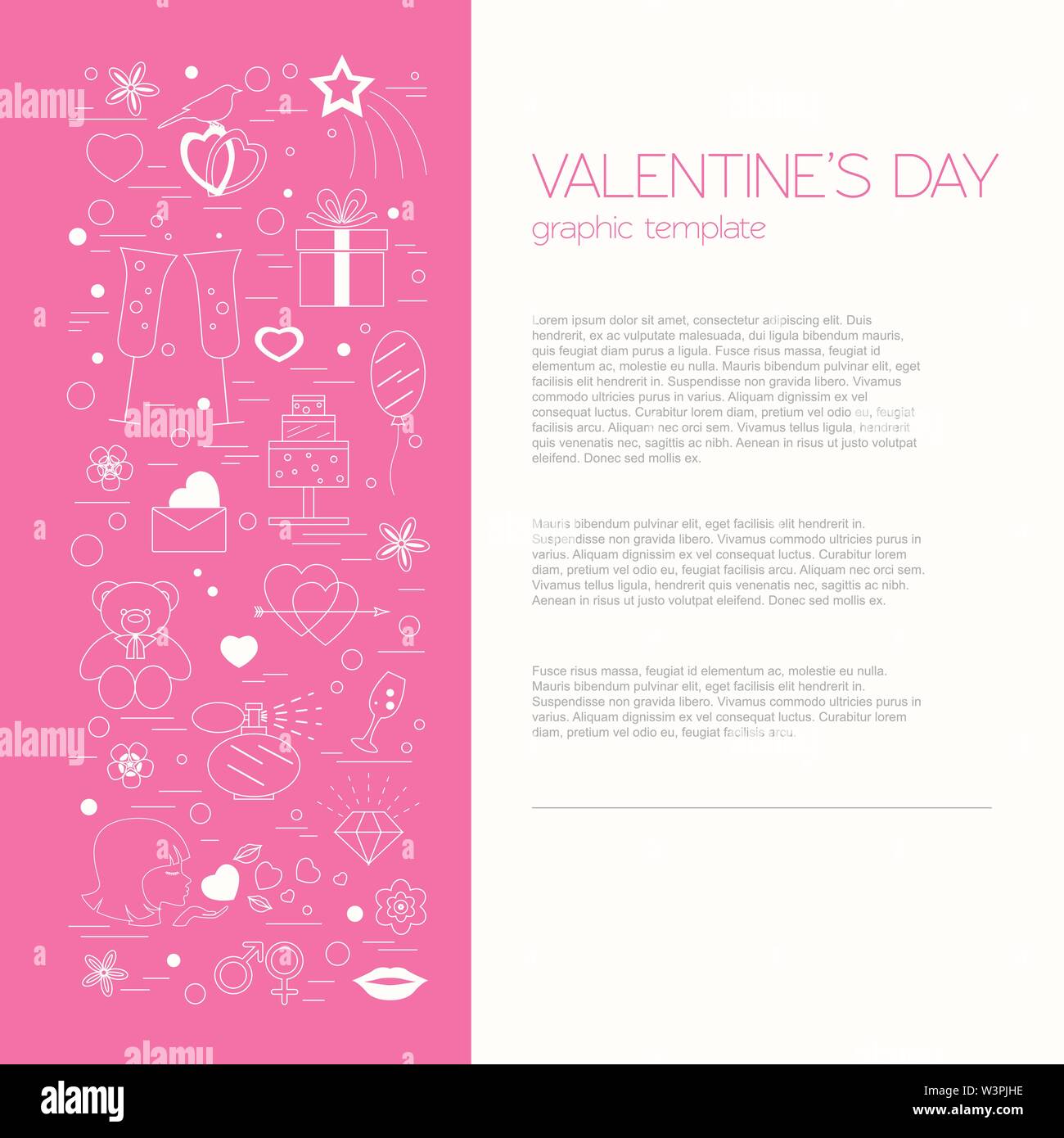 Valentine's day design template. Graphic elements with hearts, arrows ...