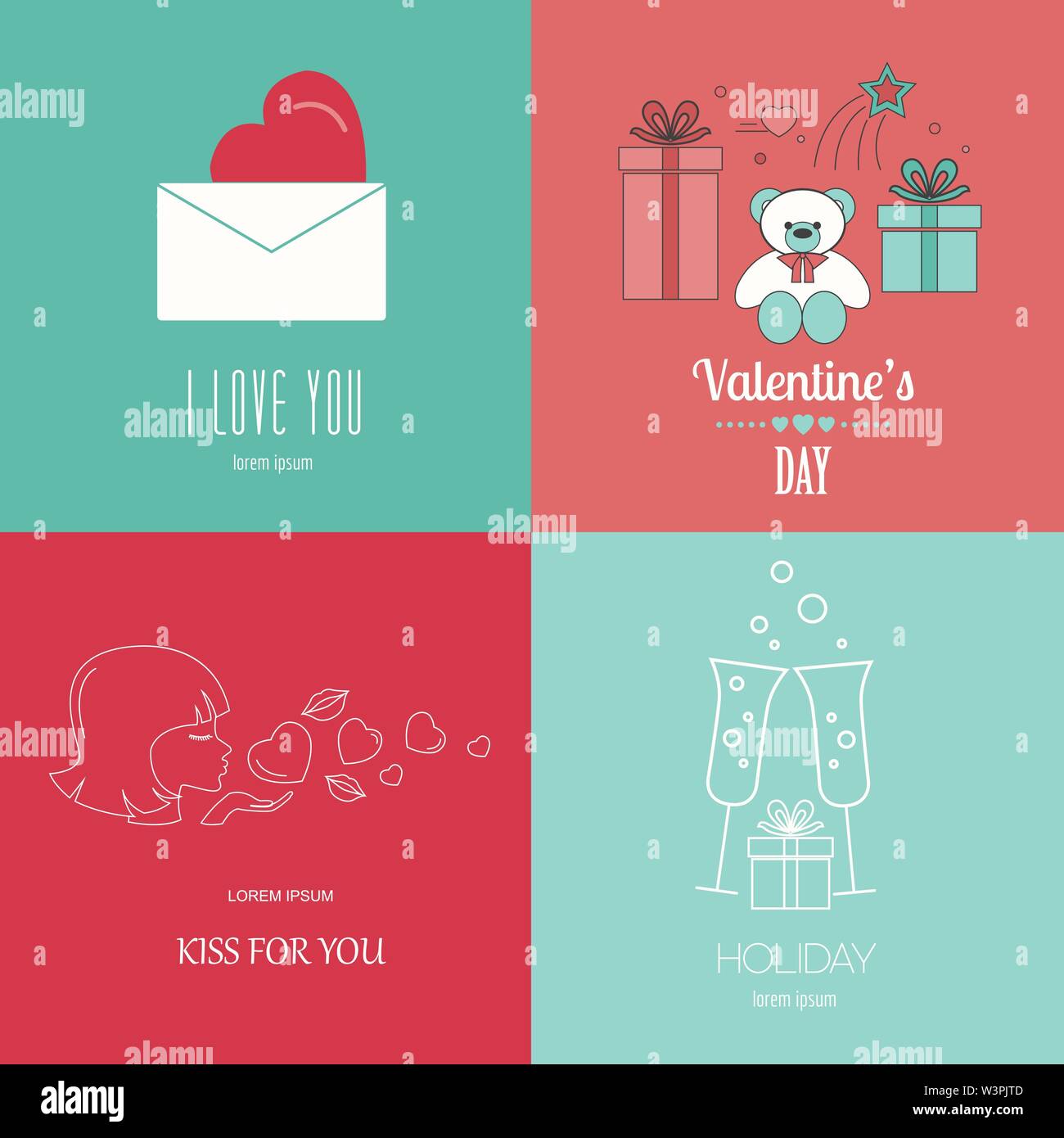 Valentine's day logo design template. Graphic elements with hearts ...