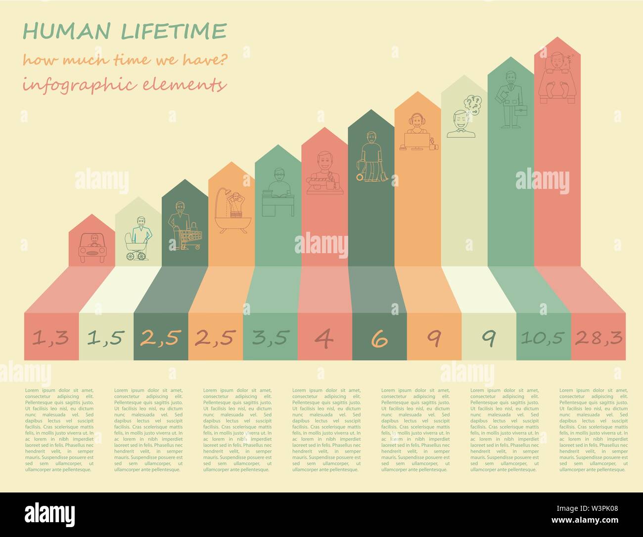 How much time we have. Lifetime elements. Infographic. Vector ...