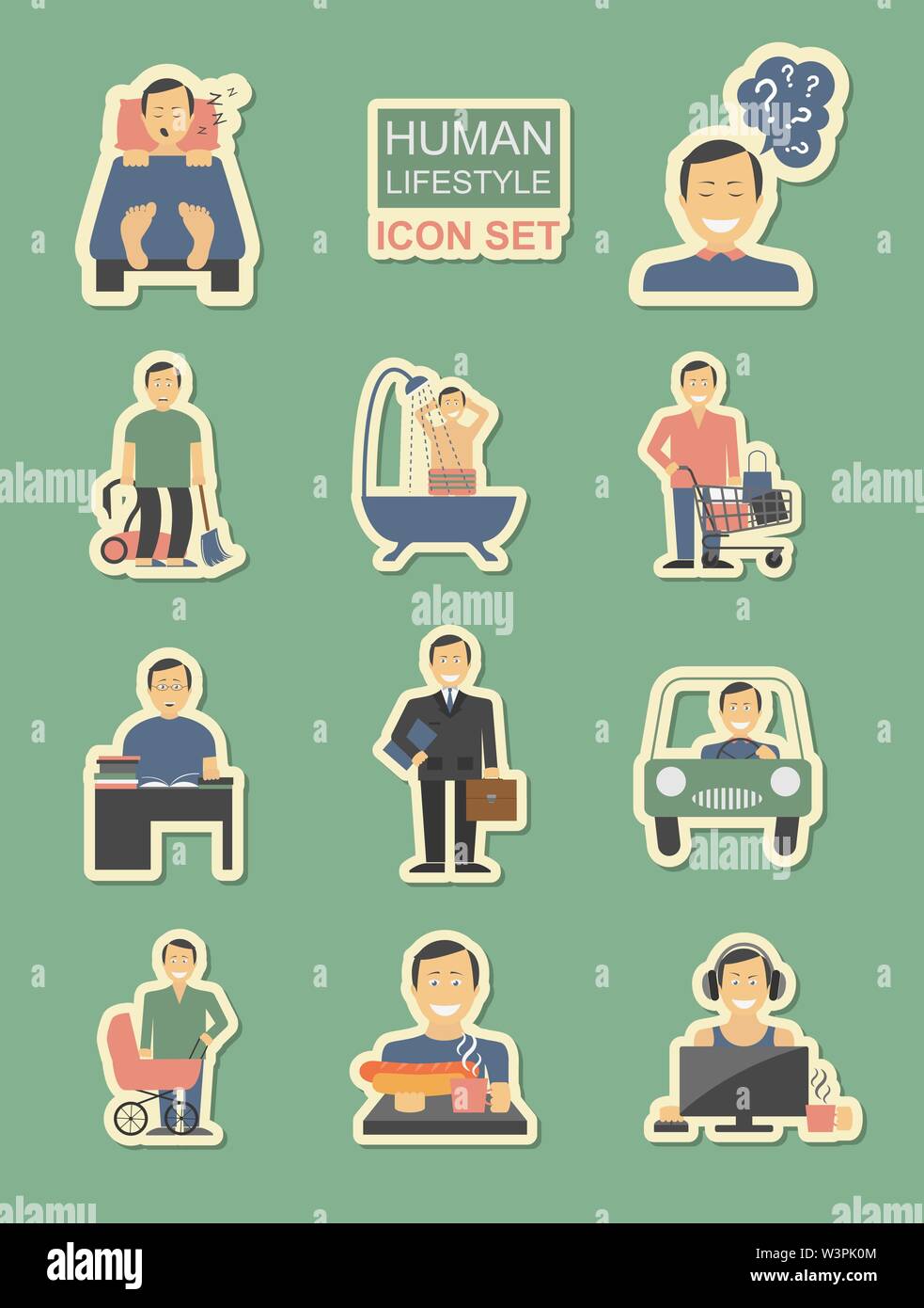How much time we have. Lifetime elements. Icon set. Vector illustration ...