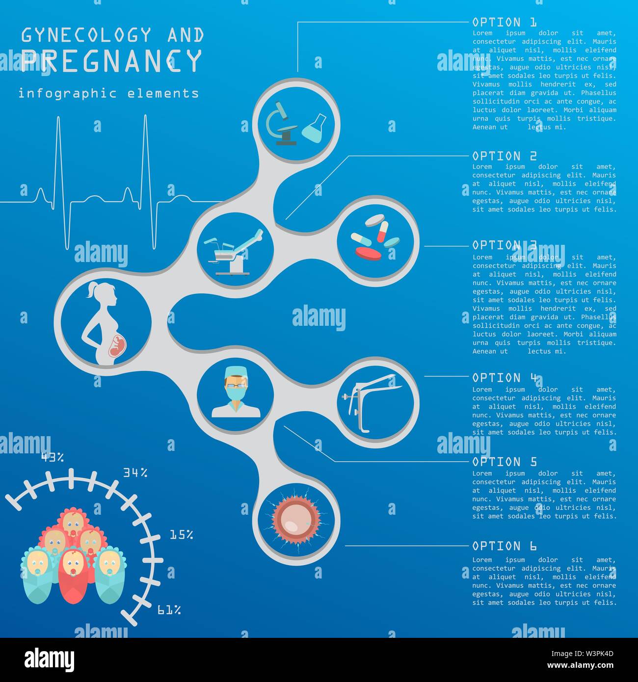 Gynecology and pregnancy infographic template. Motherhood elements ...