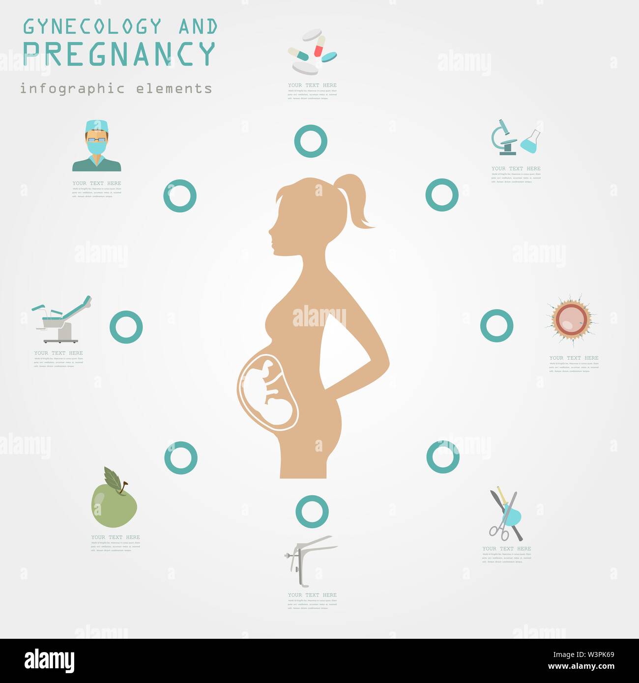 Gynecology and pregnancy infographic template. Motherhood elements ...