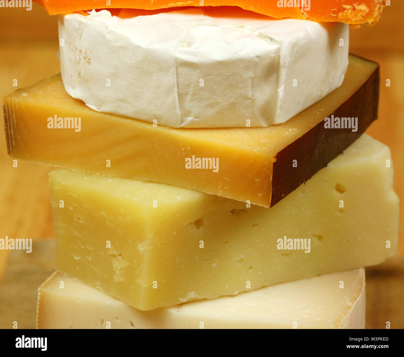 various kinds of cheese stacked. Closeup of stack Stock Photo - Alamy