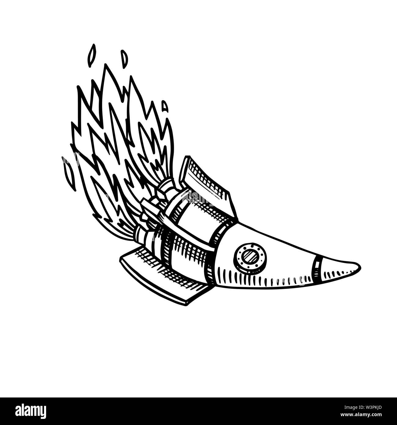 Cartoon rocket satellite in Black and White Stock Photos & Images - Alamy