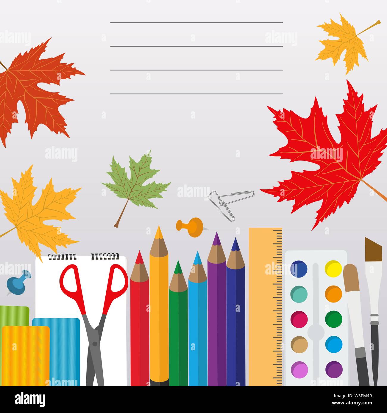 Education graphic template. Schoolboy workplace mock up for creating ...