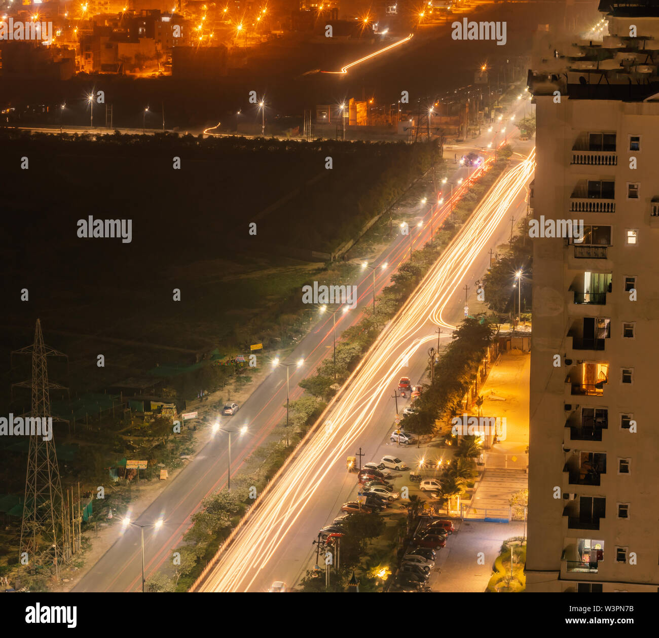 car trails in Greater Noida, Uttar Pradesh, India Stock Photo - Alamy