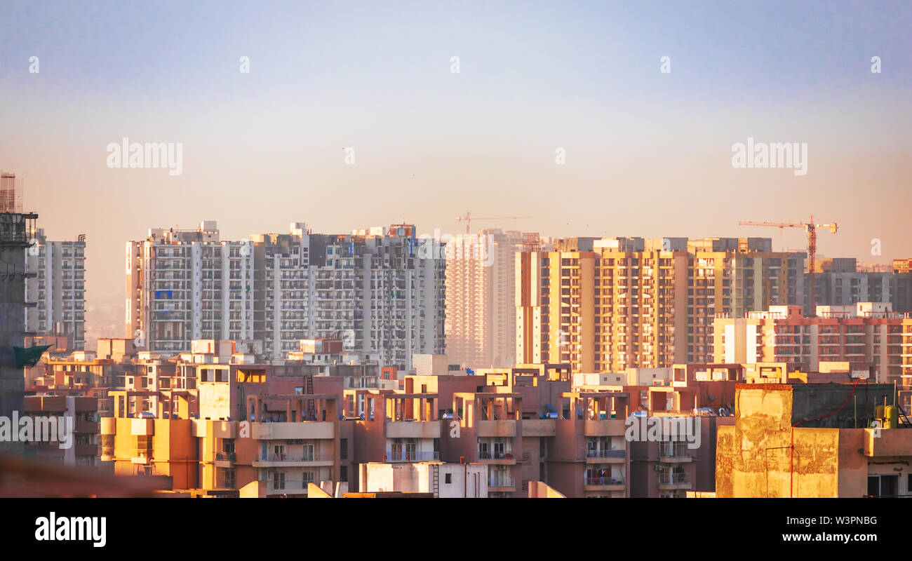 Top view of urban city in Noida India Stock Photo - Alamy