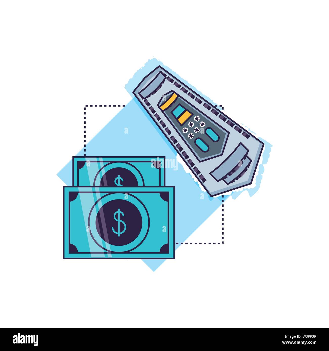ship cruise boat with bills dollars vector illustration design Stock ...
