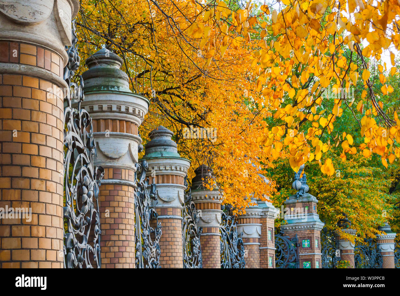 Autumn in St Petersburg - fence of the Mikhailovsky Garden in St ...
