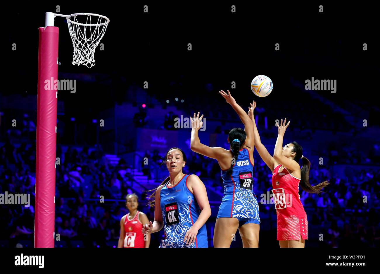 Singapore's Lee Pei Shan (right) in action against Samoa during the ...