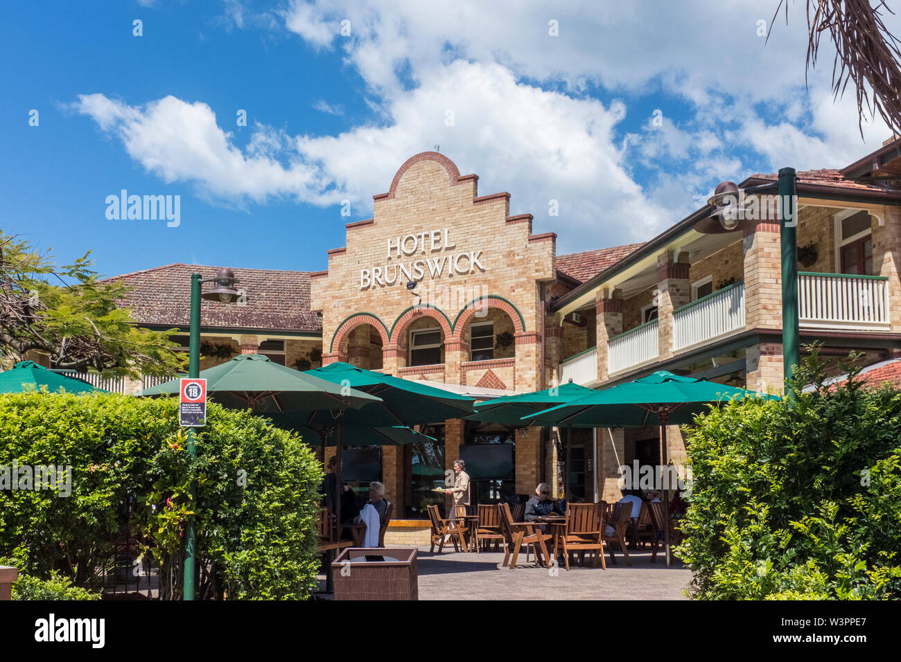 Brick facade of the Hotel Brunswick pub, Brunswick Heads, NSW ...