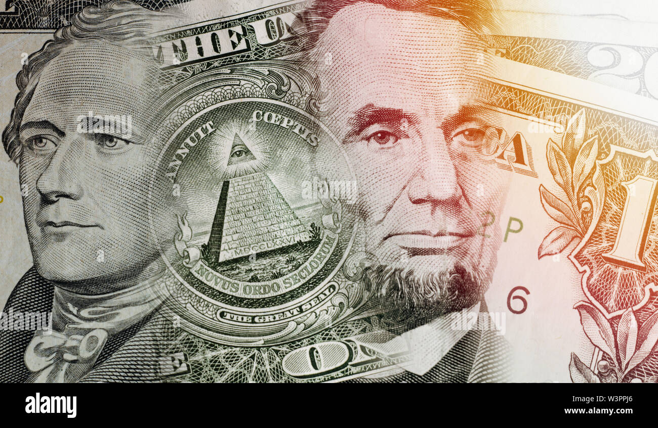 Collage of Dollar bills elements. Financial business background Stock ...