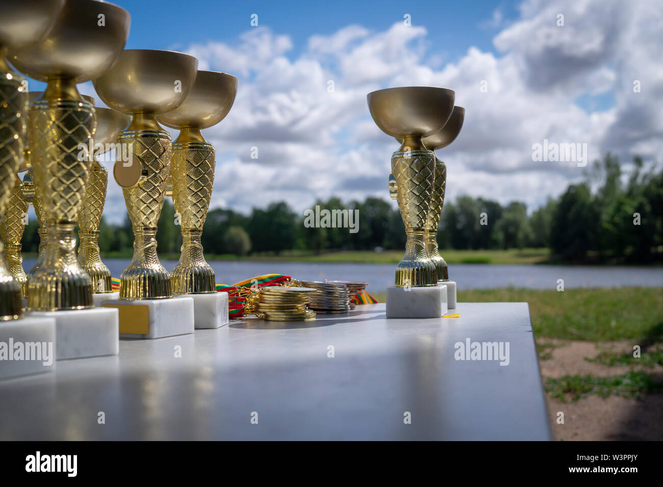 Sports award trophy table hi-res stock photography and images - Alamy