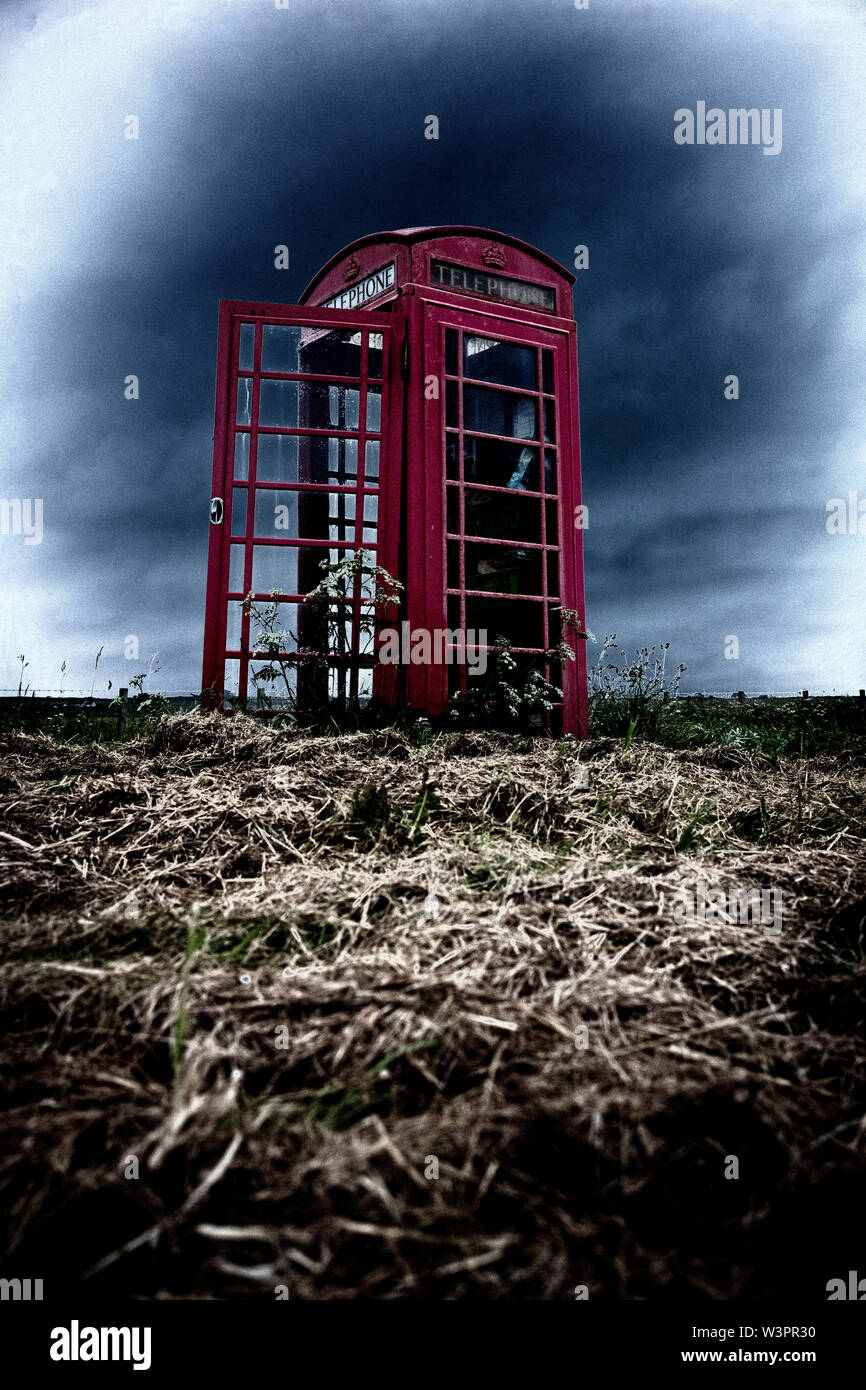 A red telephone box, for a public telephone designed by Sir Giles ...