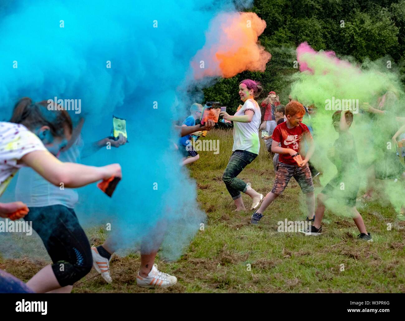 Paint battle with corn flour paint Stock Photo - Alamy