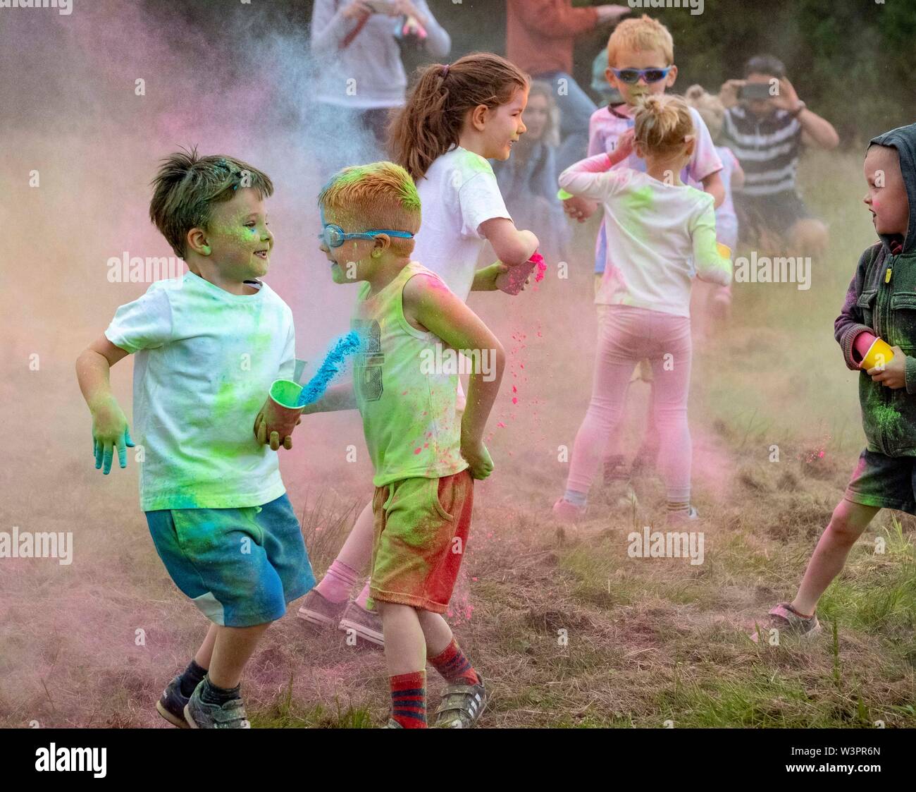 Paint battle with corn flour paint Stock Photo - Alamy