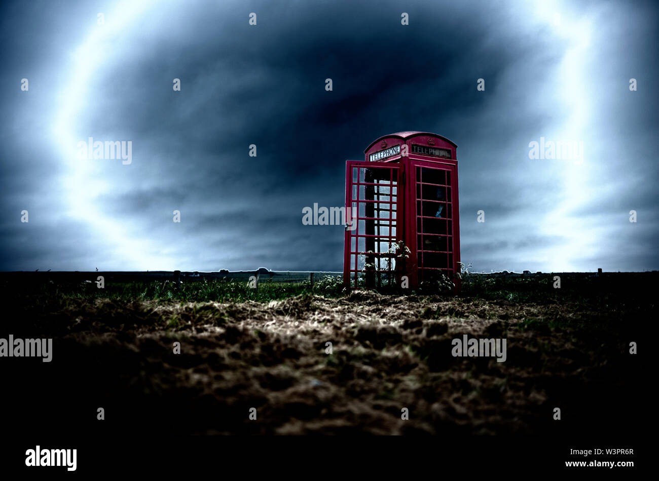 A red telephone box, for a public telephone designed by Sir Giles ...