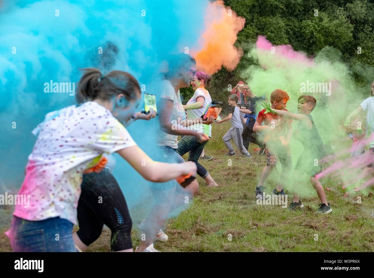 Paint battle with corn flour paint Stock Photo - Alamy
