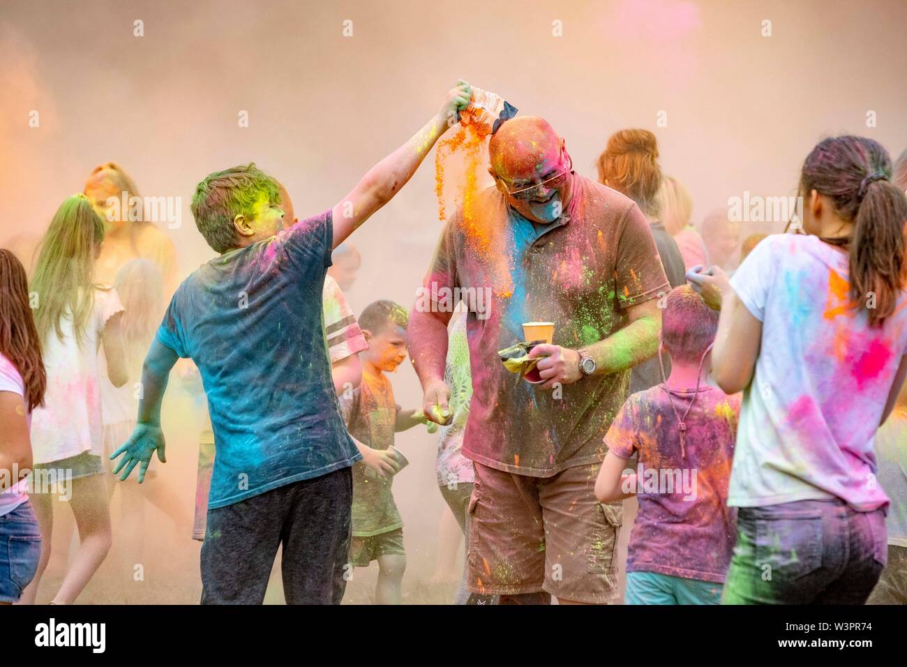 Paint battle with corn flour paint Stock Photo - Alamy