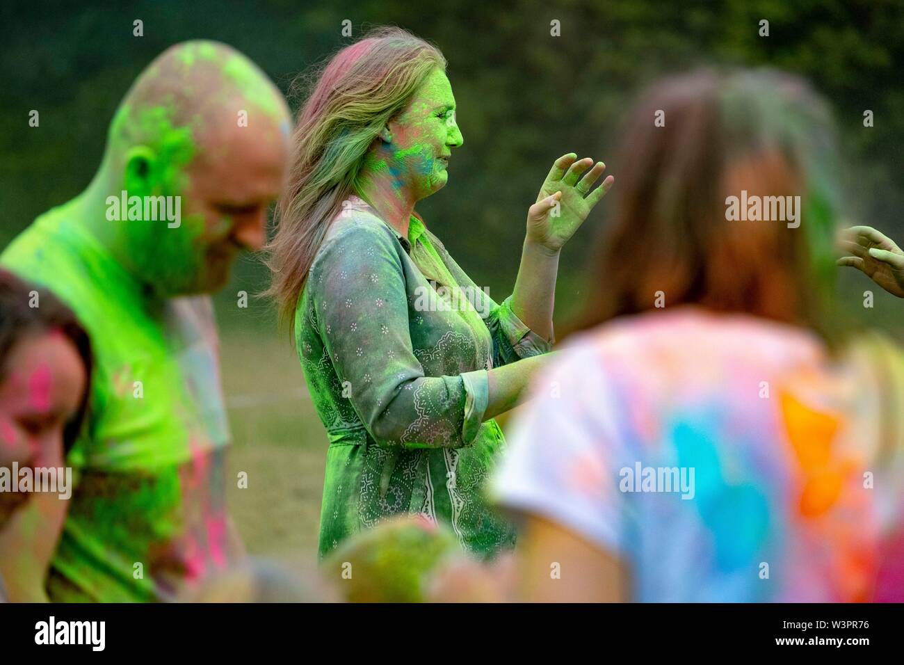 Paint battle with corn flour paint Stock Photo - Alamy