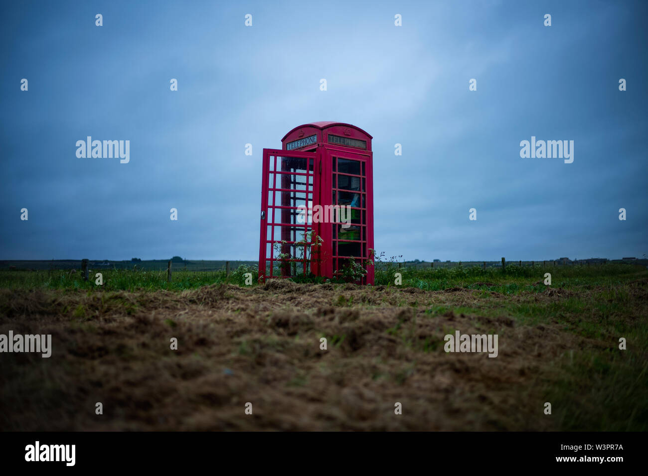 A red telephone box, for a public telephone designed by Sir Giles ...