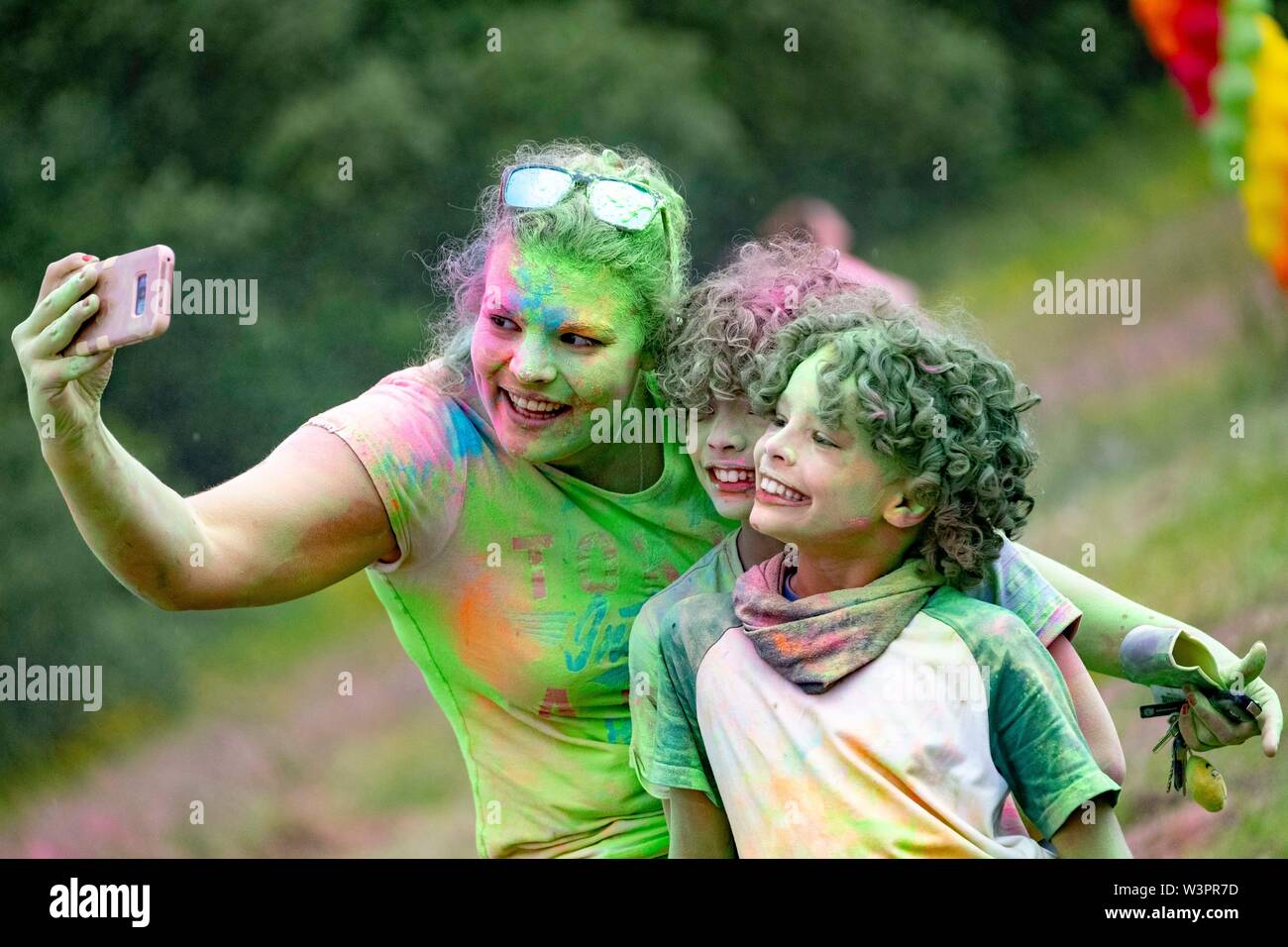 Paint battle with corn flour paint Stock Photo - Alamy