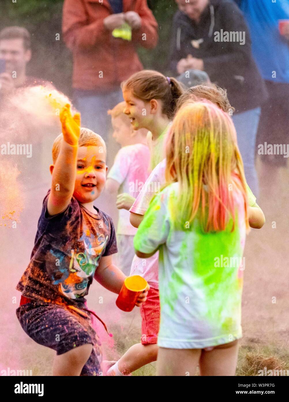 Paint battle with corn flour paint Stock Photo - Alamy