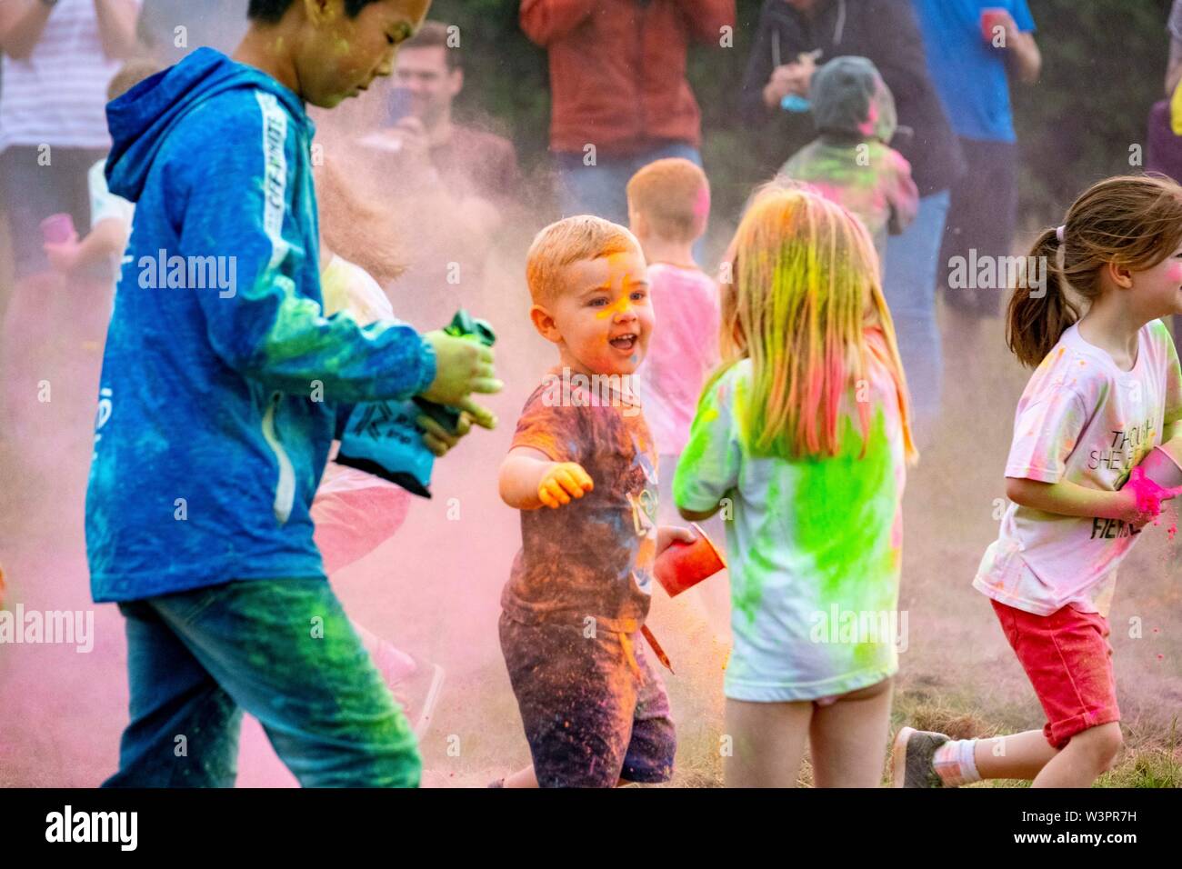 Paint battle with corn flour paint Stock Photo - Alamy