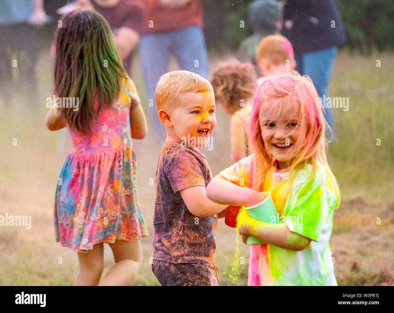 Paint battle with corn flour paint Stock Photo - Alamy