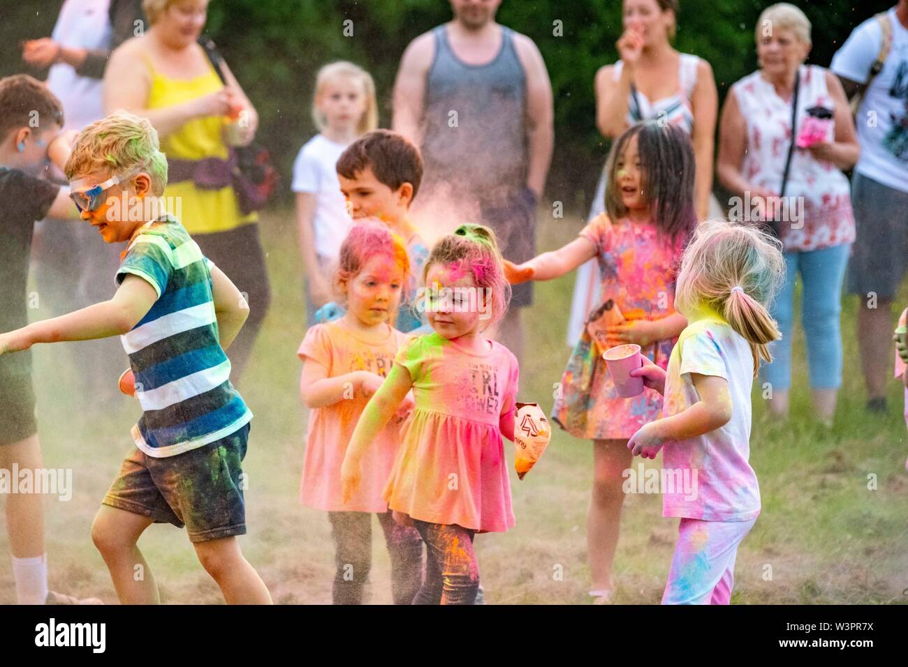 Paint battle with corn flour paint Stock Photo - Alamy