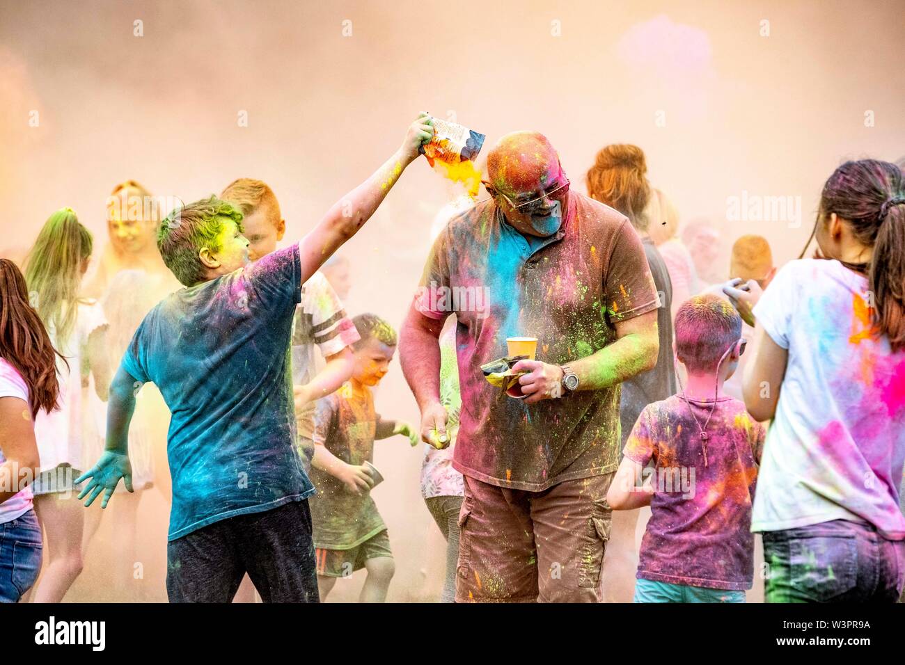 Paint battle with corn flour paint Stock Photo - Alamy
