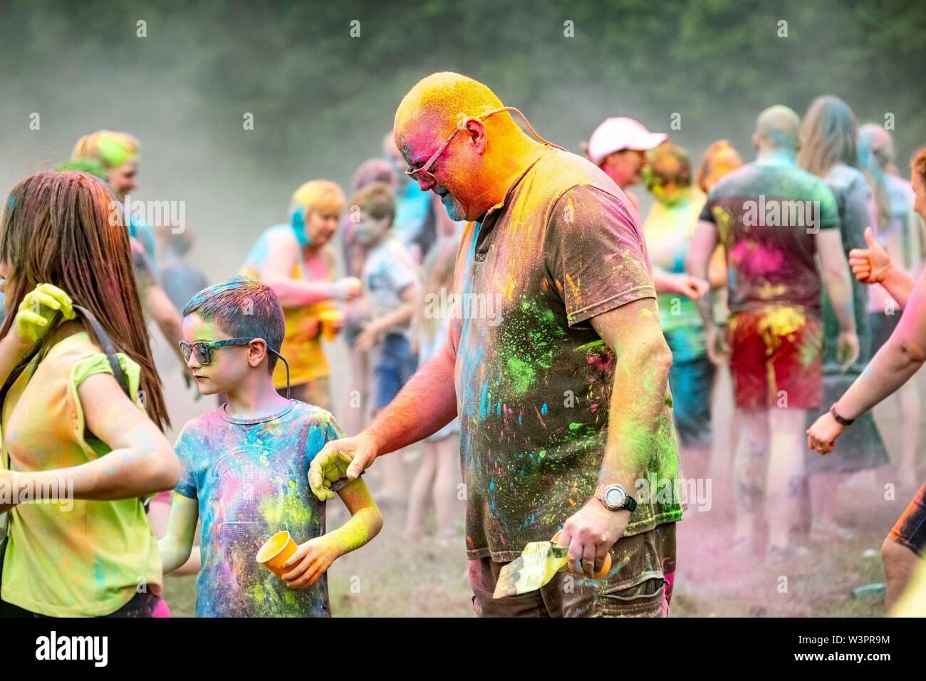 Paint battle with corn flour paint Stock Photo - Alamy