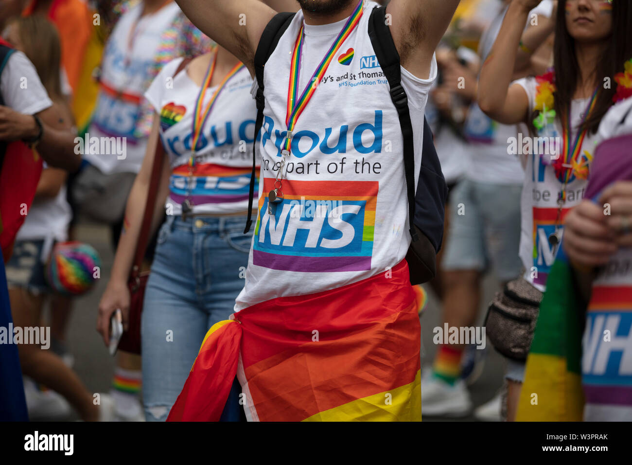 LONDON, UK - July 6th 2019: NHS staff members take part in the annual ...